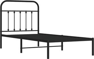 Generic Bettgestell mit Kopfteil aus Metall, Kopfteil f&uuml;r Doppelbett, R&uuml;ckenlehne f&uuml;r Bett, (schwarz, 120 x 190 cm) (90 x 200 cm)