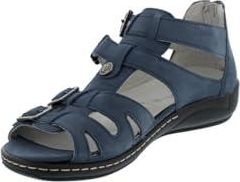 Waldl&auml;ufer Sandales &agrave; lani&egrave;res pour femme - En cuir nubuck - Confortables - Pour les loisirs - Bleu uni - Jeans - Fermeture Velcro - Confortables, denim, 40 EU