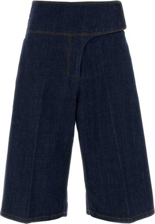 Ami Femme, Shorts, Bleu, Taille: W26 Short Bermuda Ceintur&eacute; Enveloppant