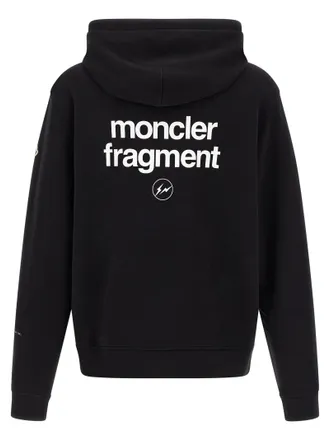 Moncler Cotton Logo Print Hoodie - Black