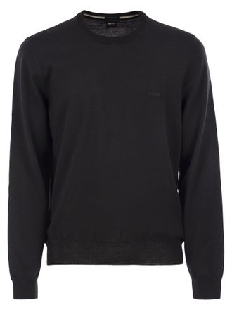 HUGO BOSS Pull coupe classique en laine vierge avec logo brod&eacute;