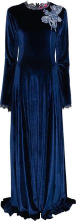 Miau by Clara Rotescu floral-appliqu&eacute; maxi dress - Blau