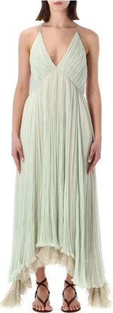 Alberta Ferretti Femme, Robes, Vert, Taille: 36 FR Robe Maxi Pliss&eacute;e en Mousseline de Soie