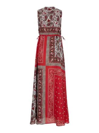 P.A.R.O.S.H. Womens Long Dress Shiele Red Silk