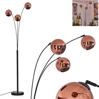 HOFSTEIN Stehleuchte Koyoto, Stehlampe aus Metall/Glas in Schwarz/Kupferfarben, Leuchte im modernen Retro/Vintage-Design mit Schirmen aus Glas (&Oslash; 15 cm) u. Fu&szlig;