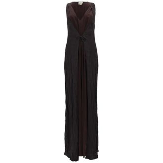 Alysi Robe Longue Combin&eacute;e - Femme - Robes - Brun - Taille: 34 FR