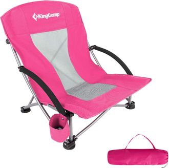 KingCamp Strand Liege Stuhl Camping Klapp Falt Sessel Niedrig Garten Stahl 136kg Rose Red