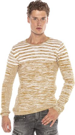 Cipo & Baxx Herren Pullover CP223 Kamel - Stylischer Strickpullover im modernen Design mit hohem Perfekt f&uuml;r Freizeit, Alltag & Coole Streetwear Outfits - CP223 K