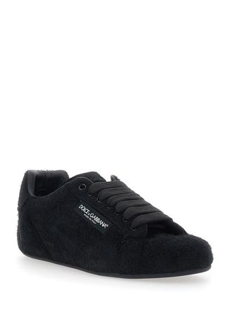 Dolce & Gabbana Mens Sneakers Portofino Black Suede Upper Trainers
