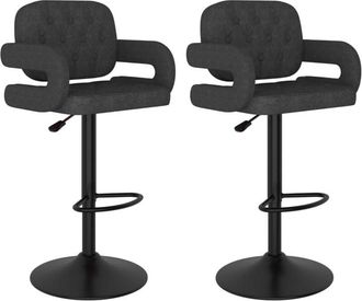 Les Tendances Les Tendances - Tabourets de bar lot de 2 gris foncé tissu