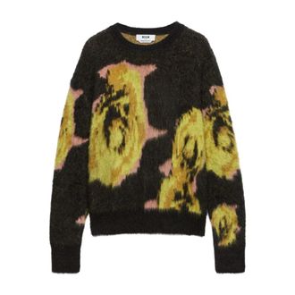 Msgm Msgm, Homme, Pulls, Multicolore, Taille: L Pull en maille &agrave; motif floral intarsia