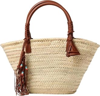 Alanui Femme, Sacs, Brun, Taille: ONE Size Sac cabas en paille avec anses en cuir