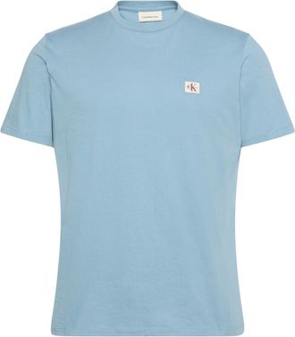 Calvin Klein Herren T-Shirt Kurzarm Badge Jersey Classic Tee aus Baumwolle, Blau (Smoke Blue), XXL