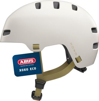 ABUS Fahrradhelm XOXO ECO - Cityhelm im Skater-Look - Helm für Skateboard, Fahrrad, Scooter - alle Komponenten teilweise oder komplett recycelt - für Jugen