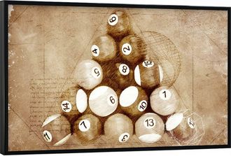 artboxONE Poster mit schwarzem Rahmen 90x60 cm Sport Billiard Illustration Sport Art - Bild Ball Ball Balls