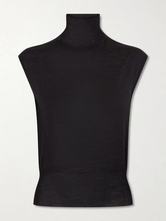 Rick Owens Pull Sans Manches &Agrave; Col Montant En Laine - Noir