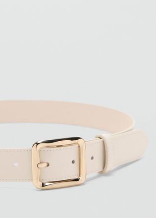 Mango Ceinture boucle carr&eacute;e &eacute;cru - Femme - XL - MANGO