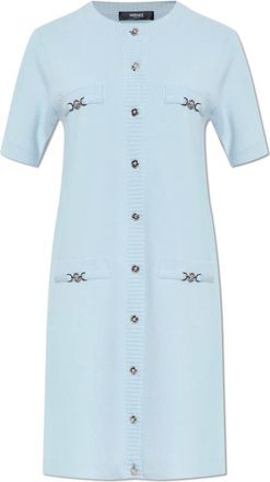 Versace Femme, Robes, Bleu, Taille: 38 FR Robe &agrave; Poches D&eacute;coratives