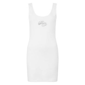 Philipp Plein Femme, Robes, Blanc, Taille: 38 FR Mini Robe Tank Signature