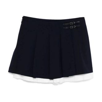 SIMKHAI Femme, Jupes, Bleu, Taille: 36 FR Jupe Courte Pliss&eacute;e