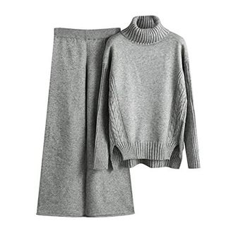 Generic Ensemble Jogging Femme Styl&eacute; Tricot Ensemble Hiver Femme 2 Piece Oversize Loisirs Randonn&eacute;e Tenue Dint&eacute;rieur &Agrave; Manches Longues Haut + Running Pantalon