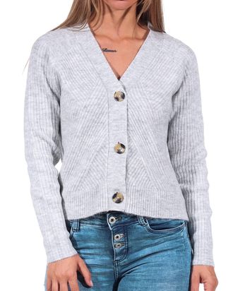 Only Damen Onlcarol L/S KNT Noos Cardigan, Light Grey Melange, XS EU