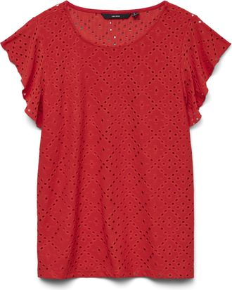 Vero Moda Damen Vmtassa Sl Frill Top Noos, Fiery Red, X-Large