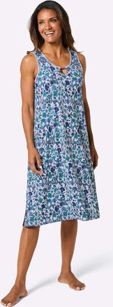Feel Good Sommerkleid FEEL GOOD Sommerkleid, Damen, Gr. 36/38, Normalgr&ouml;&szlig;en, blau (jeansblau, topas, bedruckt), 95% Viskose, 5% Elasthan, gemustert, mehrfarbig,