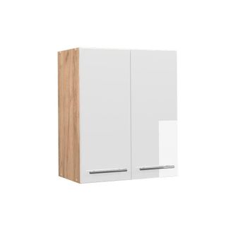 Vicco H&auml;ngeschrank Fame-Line, h&auml;ngender K&uuml;chenschrank, Wei&szlig; Hochglanz/Goldkraft Eiche, 60 cm