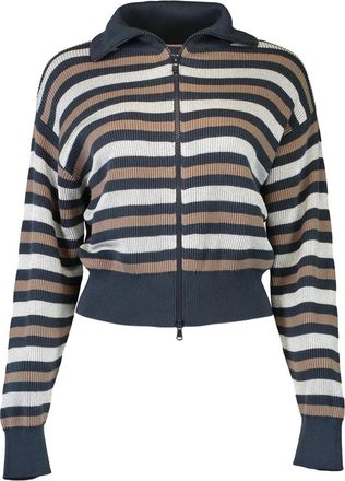 Brunello Cucinelli Winter Marina striped zip-up cardigan - Bleu