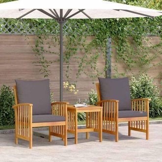 vidaXL 3-teiliges Gartenlounge-Set mit Kissen aus massivem Akazienholz - Vidaxl