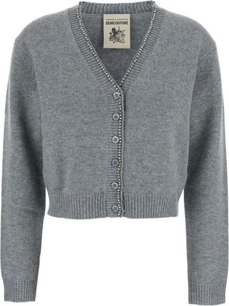 Semicouture Femme, Pulls, Gris, Taille: 40 FR Cardigan en Cachemire Gris Aw25