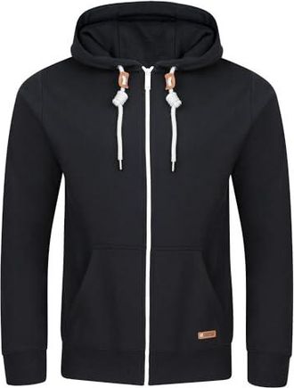 Riverso RIVThilo Sweat-Shirt à Capuche pour Homme Sweat à Capuche zippé Basic Uniforme Coton Gris Marron Vert Rouge Bleu Noir S M L XL 2XL 3XL 4XL 5XL - Noir 