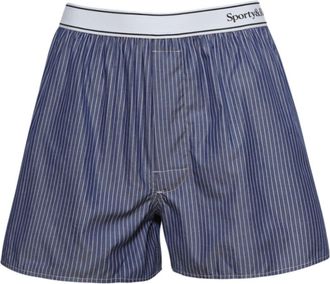 Sporty & Rich Serif Logo Shorts - Blau