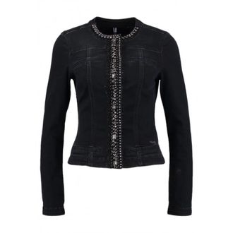 Liu Jo Denim Cardigan mit Strasssteinen - - Knitwear - Damen - Schwarzk - L