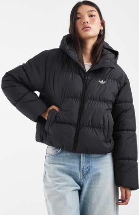 adidas Originals wattierte Kapuzenjacke in Schwarz