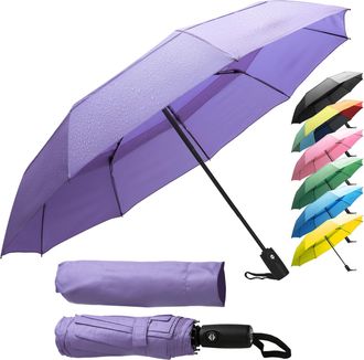 Zeno Regenschirm Taschenschirm Kompakt - Automatik Windfest Klein, Faltbarer Reise-Regenschirm f&uuml;r Damen & Herren, Stabil mit 9 Fiberglas-Rippen, Wasserabw
