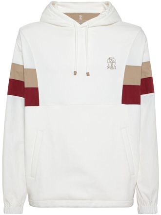 Brunello Cucinelli hoodie &agrave; logo imprim&eacute; - Blanc
