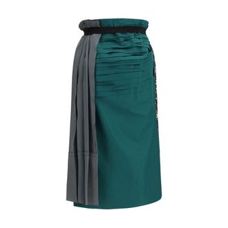 Prada Womens Multicolor Silk Midi Skirt
