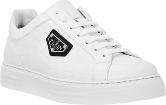 Philipp Plein Low-Top Sneaker - Low-Top Turnschuhe Crocco Print - Gr. 36 (EU) - in Weiß - für Damen