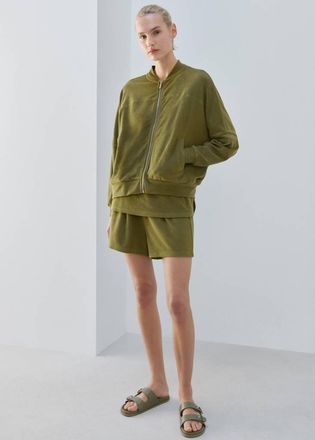 Mango Cardigan en coton bouclette kaki - Femme - S - MANGO