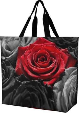 Generic Roses Noires, Blanches Et Rouges Sac A Main Femmes D&eacute;contract&eacute; Sacs De Courses R&eacute;utilisable Sac A Main Femme Pour Shopping Quotidienne Universit&eacute;
