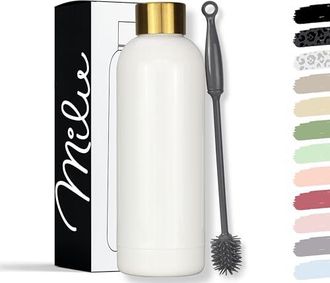 Milu Gourde Isotherme - Bouteille Isotherme - 500ml - Gourde INOX Bouche Standard - Gourde Sport Étanche - Gourde Enfant sans BPA - Brosse de nettoyage inc
