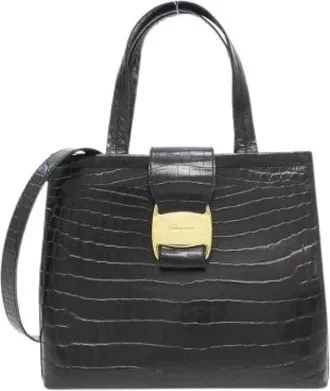 Ferragamo Sac bandouli&egrave;re en cuir de veau Pre-owned - Femme - Pre-owned - Noir - Taille: ONE Size