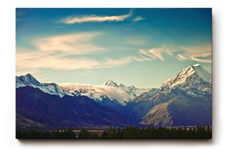 Paul Sinus Art Sinus Art Wandbild 60x40cm Die schneebedeckten Berge vor blauem Himmel vermitteln Weite, Kraft und Naturerlebnis