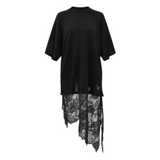 Akep Oversized Distressed T-Shirt - - Tops - Damen - Schwarzk - L