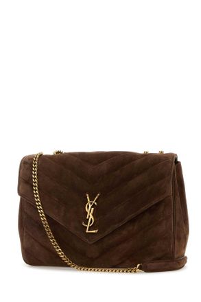 Saint Laurent Womens Loulou Shoulder Bag Brown Calf