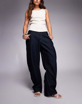 KAIIA Exclusivit&eacute; - Kaiia - Jean coupe droite riche en coton - Brut d&eacute;lav&eacute;-Bleu