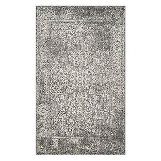 Safavieh Tapis de Transition pour Salon, Salle à Manger, Chambre à Coucher - Collection Evoke - Poils Courts - Gris et Ivoire - 91 x 152 cm