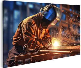 Islandburner Bild auf Leinwand Schwei&szlig;er bei der Arbeit mit Funken im Hintergrund Bilder Wandbilder Poster
